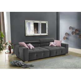Jockenhöfer Big-Sofa, B:289cm T:123cm, grau, JOCKENHÖFER GRUPPE, Samtoptik (100% Polyester), Sofas, "Trento", mit Wellenfederung, Sitzkomfort und mehrfach
