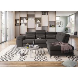 Sit & More Ecksofa SIT & MORE, B:274cm H:87cm T:230cm, grau, 100% Polyester, Wohnzimmer, Sofas, "Cabrio L-Form, B: 274 cm, mit Sitztiefen-, Arm- &