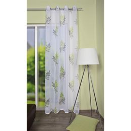 Gardine Home Wohnideen, B:140cm H:245cm, grün, Polyester, Wohnzimmer, Gardinen, "BAMBOU", HxB: 245x140, ÖSENSCHAL DRUCK BLÄTTER