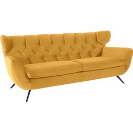 3-Sitzer 3C CANDY, B:225cm H:94cm T:95cm, gelb, Samt-Optik (100% Polyester), Sofas, "Beatrice, extravagantes Megasofa, bequem, K&uuml;chensofa", mit