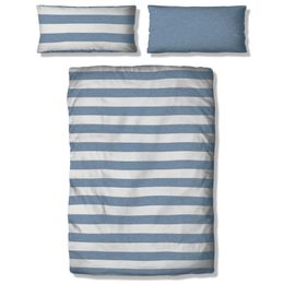 Wendebettwäsche OTTO products, blau, Renforcé (Bio-Baumwolle), Obermaterial: 100% Baumwolle, Bettwäsche, "Big Stripe", 100% Bio-Baumwolle GOTS