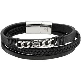 Bruno Banani Damen Lederarmband "Schmuck", 21cm, Edelstahl Leder, schwarz, Edelstahl, Leder, Armbänder