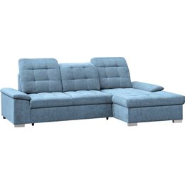 Ecksofa WERK2, B:264cm H:105cm T:170cm, blau, 95% Polyester, 5% Nylon, Wohnzimmer, Sofas, "Carmen, mit Bettfunktion & Bettkasten, optional