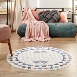 Hochflor-Teppich Carpet City, H:20mm Ø:120cm, bunt, Polypropylen, Teppiche, "Focus 3034", Boho-Teppich, Hochtief-Muster/ 3D-Effekt, für Wohnzimmer,