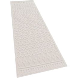 Teppich Paco Home, B:80cm H:14mm L:250cm, beige, Polypropylen, Wohnzimmer, Teppiche, "Livorno 671", Uni-Farben, Scandi, Rauten Muster, Hoch-Tief