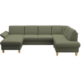 Wohnlandschaft Home Affaire, B:314cm H:90cm T:195cm, gr&uuml;n, 95% Polyester 5% Polyamid, Sofas, "Rochelle, U-Form", optional mit Armteilverstellung, mit