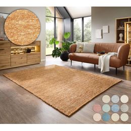 Wollteppich my home, B:190cm H:12mm L:290cm, orange, Schurwolle, Teppiche, "Pirker", Wendeteppich, meliert, reine Wolle, handgewebt, Scandi,