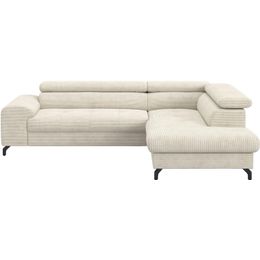 Ecksofa COTTA, B:260cm T:210cm, wei&szlig;, Wohnzimmer, Sofas, "Aura L-Form, B: 260 cm", mit Bettfunktion, Bettkasten & Kopfteilverstellung