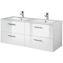 Doppelwaschtisch Welltime, B:120cm H:54cm T:47cm, wei&szlig;, Waschtische, "Trento, verschiedene Ausf&uuml;hrungen und Farben", Badm&ouml;bel in Breite 120 cm, 2