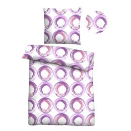 Bettw&auml;sche, lila, CASTELL - MARKENBETTW&Auml;SCHE, Seersucker, Obermaterial: 100% Polyester, Jugendzimmer, Bettw&auml;sche, "0260990", absolut b&uuml;gelfrei,