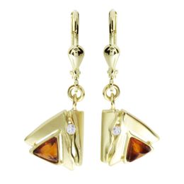 OSTSEE-SCHMUCK Damen Paar Ohrh&auml;nger "- Benita - Gold 333/000 - Bernstein/Zirkonia", Gelbgold 333, gold, Gelbgold 333, Ohrringe