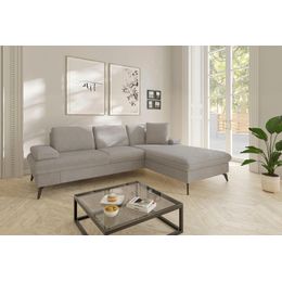 Sit & More Ecksofa SIT & MORE, B:247cm H:83cm T:171cm, beige, 100% Polyester, Wohnzimmer, Sofas, "Morris Jubi L-Form, B: 247 cm", mit Armteilfunktion & 1