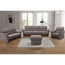 Hocker DOMO collection, B:59cm H:46cm T:59cm, grau, 100% Polyester, Wohnzimmer, Hocker, "Pina, kompakt und bequem", Passender Hocker zur Serie