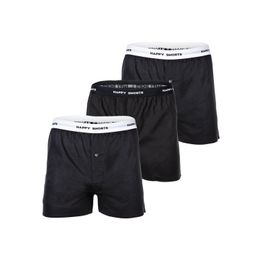 Happy Shorts Herren Webboxer "Web-Boxershorts 3er Pack", Gr. XL, schwarz, Obermaterial: 100% Baumwolle CO., Unterhosen