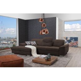Ecksofa Alina, B:300cm H:91cm T:199cm, braun, Struktur weich (100% Polyester), Wohnzimmer, Sofas, "Tessa", inkl. Sitztiefenverstellung, wahlweise mit