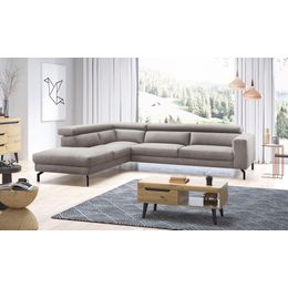 Ecksofa Places of Style, B:305cm H:76cm T:233cm, silber, Bezug: Luxus-Mikrofaser (100%Polyester);Bezug: NaturLEDER, Wohnzimmer, Sofas, "Olanta,