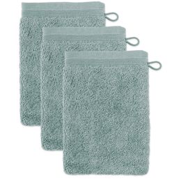 M&ouml;ve Waschhandschuh M&Ouml;VE, B:15cm L:20cm, grau, Baumwolle, Waschlappen, "Superwuschel", Waschhandschuh Set mit Bord&uuml;re, 100% Premium Cotton Baumwolle, weich