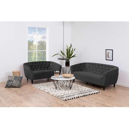 2-Sitzer ACTONA GROUP, B:150cm H:78cm T:84cm, grau, Sofas, "Ria Sofa, Couch, Doppelsofa, Loveseat", Samtstoff, Massivholz-Beine, Taschenfederkern,