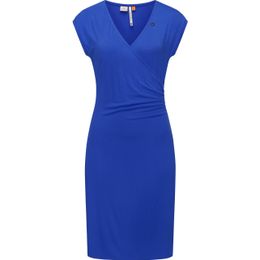 Ragwear Damen Etuikleid "Crupi", blau, Basic, Gr. XXL, Material: 95% Viskose, 5% Elasthan, Kleider, figurbetontes Sommerkleid mit Raffung an der
