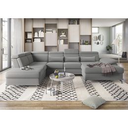 Sit & More Wohnlandschaft SIT & MORE, B:359cm H:87cm T:230cm, grau, 100% Polyester, Sofas, "Cabrio U-Form, B: 359 cm, mit Sitztiefen-, Arm- &