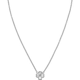 PURELEI Damen Kette mit Anhänger "Schmuck Geschenk Cuore Kleeblatt", Edelstahl, L: 45, silber, Edelstahl, Halsketten, mit Zirkonia (synth.)
