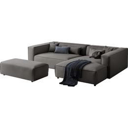 Ecksofa, B:288cm H:66cm T:198cm, grau, LeGer Home by Lena Gercke, 100% Polyester, Sofas, "PIARA XXL, L-Form, Schlaffunktion, Cord, Leinenoptik o.