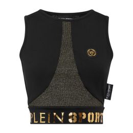Plein Sport Damen Lauftop "Statement", schwarz, Gr. XS, Obermaterial: 90% Polyester, 10% Elasthan, Tops