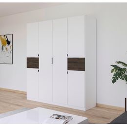 Dreht&uuml;renschrank Rauch, B:181cm H:210cm T:54cm, wei&szlig;, Holzwerkstoff, Schr&auml;nke, "Kleiderschrank Schrank Garderobe W&auml;scheschrank TICAO", mit 2