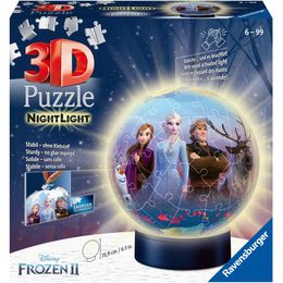 Ravensburger Jungen Puzzleball "Nachtlicht Disney Frozen II", bunt, Kunststoff, B:13cm H:13cm Ø:13cm, Puzzles, mit Leuchtsockel inkl. LEDs
