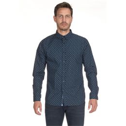 Herren Langarmhemd "GISOR", blau, Gr. XL, Le Temps Des Cerises, bedruckt, 100% Baumwolle, Hemden, mit dezentem Alloverprint
