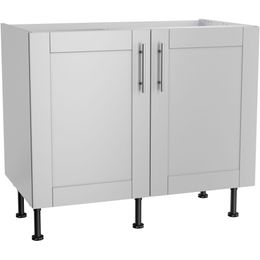 Sp&uuml;lenschrank KOCHSTATION, B:100cm H:87cm T:58,4cm, grau, K&uuml;che, Schr&auml;nke, "KS-Ahus", Breite 100 cm