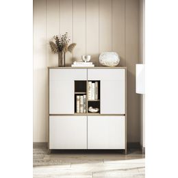 Highboard Home Affaire, B:111cm H:125cm T:39cm, weiß, FSC-zertifizierter Holzwerkstoff, Wohnzimmer, Sideboards, "Stranda, moderner Schrank,