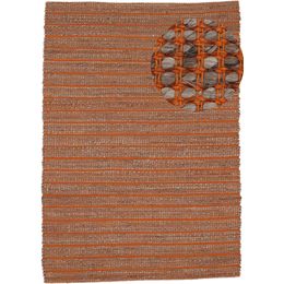 Teppich CarpetFine, B:120cm H:6mm L:170cm, orange, Baumwolle, Jute, Wohnzimmer, Teppiche, "Lara , auch als L&auml;ufer", handgearbeitet, Wendeteppich aus