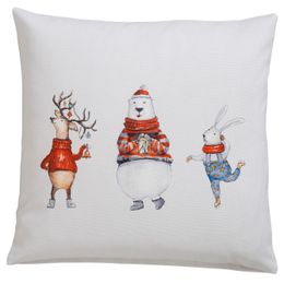 Kissenhüllen CASATEX, B:40cm L:40cm, bunt, Baumwolle, Obermaterial: 100% Baumwolle, Kinderzimmer, Kissenbezüge, "Funny animals, Weihnachtsdeko"