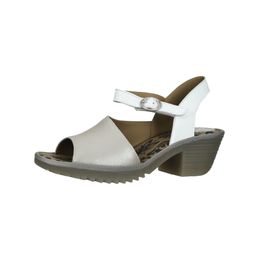 Fly London Damen Riemchensandale "Fly London Sandalen Leder", Gr. 39, silber, Leder, Schuhe