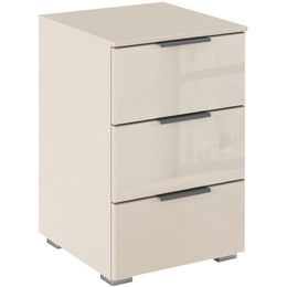 Nachtkommode Rauch, B:40cm H:61cm T:42cm, beige, Holzwerkstoff, Sideboards, "Nachttisch Nachtschrank Nachtkonsole AGORDO mit Glasfront", mit 3