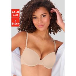 Petite Fleur Damen Push-up-BH, Gr. 85, beige, Jersey, Obermaterial: 70% Baumwolle, 25% Polyester, 5% Elasthan, Basic, BHs, mit Bügel, mit