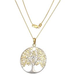 Firetti Damen Kette mit Anh&auml;nger "Schmuck Geschenk Silber 925 Halsschmuck Halskette Ankerkette Baum", Silber 925 (Sterlingsilber), L: 45, gold,