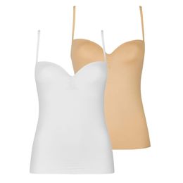 Nina von C. Damen BH-Hemd "2er Pack BH Hemdchen Secret", Gr. 85wei&szlig; caramel, Stoff, Obermaterial: 95% Polyamid PA. 5% Elasthan EL., BHs