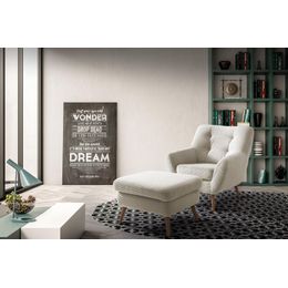 Hocker, B:72cm H:47cm T:62cm, beige, exxpo - SOFA FASHION, Wohnzimmer, Hocker, "Scandi bequem und elegant mit hohem Holzfu&szlig;", bequem und elegant mit