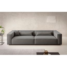 3-Sitzer, B:316cm H:66cm T:136cm, grau, LeGer Home by Lena Gercke, 100% Polyester, Sofas, "PIARA XXL, Sofa mit Kedernaht in Cord, Leinenoptik o.