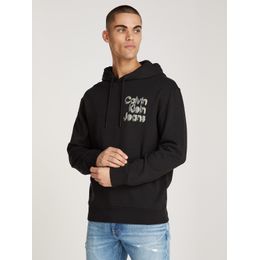 Herren Kapuzensweatshirt "STACKED EUPHORIC LOGO HOODIE", schwarz, Gr. M, Calvin Klein Jeans, unifarben, Sweatware, Obermaterial: 100% Baumwolle,