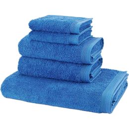 M&ouml;ve Handtuch Set M&Ouml;VE, blau, Walkfrottier, Obermaterial: 100% Baumwolle, Handt&uuml;cher, "Basic", 5tlg.-Set: 2xG&auml;ste- 2xHand- und 1xBadetuch in Walkfrottier