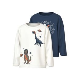 name it Jungen Langarmshirt "NMMVICTOR 2P LS NREG TOP", blau, Gr. 92, Jersey, Obermaterial: 100% Baumwolle, Shirts