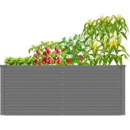 Hochbeet Konifera, B:150cm H:60cm T:80cm, grau, Stahl, Garten, Pflanzgef&auml;&szlig;e, ""Emmy", bodenloses Gartenbeet aus verzinktem Stahl", mit Verstrebungen