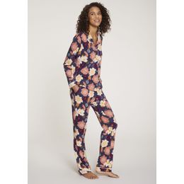 Vivance Dreams Damen Pyjama, Gr. 48, bunt, Single Jersey, Obermaterial: 50% Baumwolle, 50% Viskose, geblümt, Basic, Homewear-Sets, mit kreativen