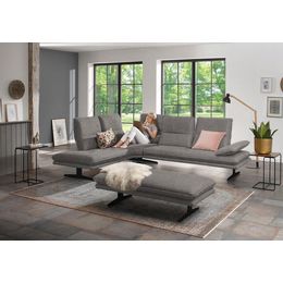 Ecksofa W.Schillig, B:284cm H:94cm T:224cm, grau, Flachgewebe S22 (100% Polyester), Wohnzimmer, Sofas, "broadway, Designsofa, toller Sitzkomfort,