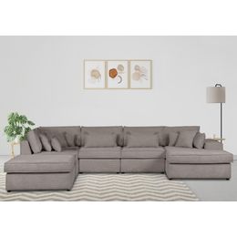 Wohnlandschaft OTTO HOME, B:460cm H:75cm, grau, 100% Polyester, Sofas, "Enid U-Form", 6 Teile, bestehend aus Modulen, in vielen Bezügen, auch in