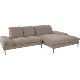 Ecksofa W.Schillig, B:310cm H:87cm T:185cm, braun, Chenille-Flachgewebe R66 (85% Polyester, 15% Nylon);Longlife Xtra-Leder Z59: Glattleder mit