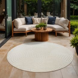 Teppich Sanat, H:6mm &Oslash;:200cm, beige, Kunstfaser, Wohnzimmer, Teppiche, "Berlin", In -und Outdoor geeignet, Au&szlig;enbereich,Terasse, Balkon, modern